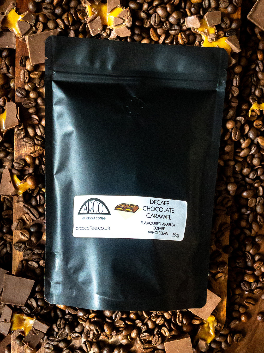 Decaffeinated Chocolate Caramel Flavoured Coffee Beans – Arco - all ...